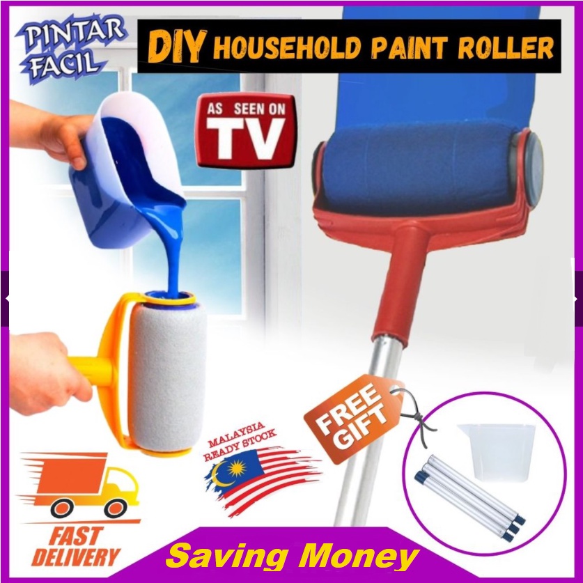 🌹READY STOCK🌹 Pintar Facil Paint Roller Brush Kit DIY House Wall ...