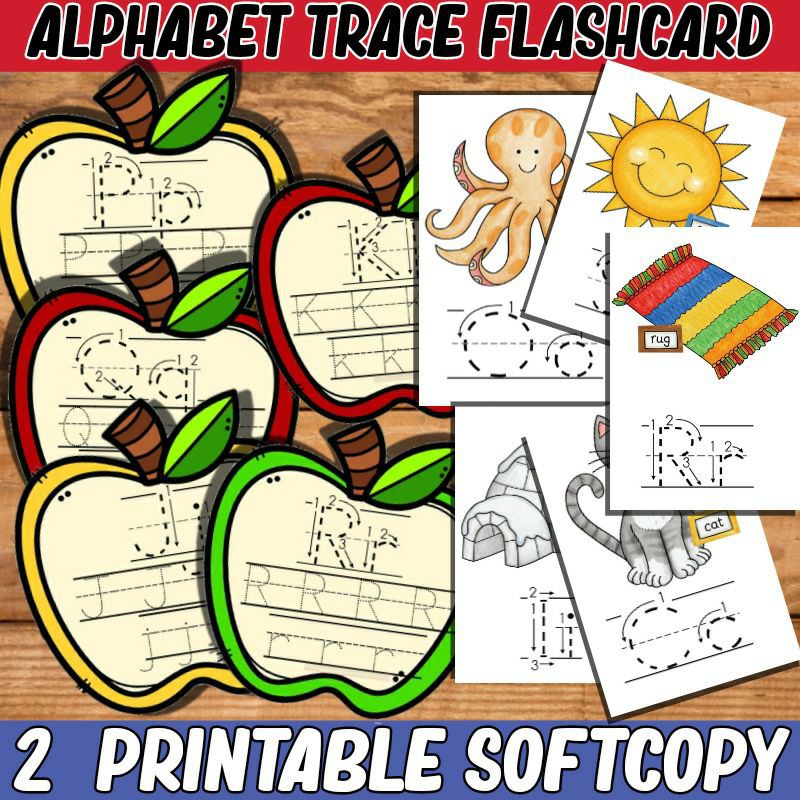 [Softcopy] Preschool Alphabet Flashcard, Card Trace Writing Practice ...