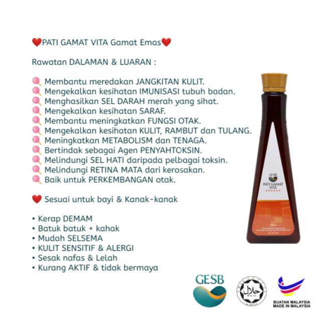 [Ready Stock] Pati Gamat Vita, Supplemen Kesihatan Vitamin Perisa Oren ...