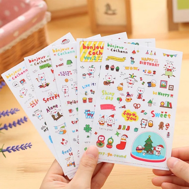 Bonjour Pig Stickers (6 sheets pack) - Cute little pig stickers ...