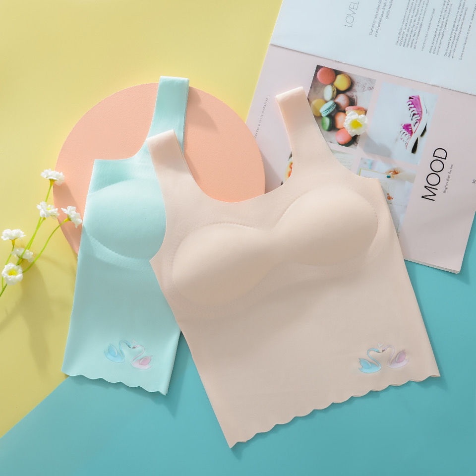 Girls Ice Silk Training Singlet Teenager Padded Bra Sekolah Perempuan ...