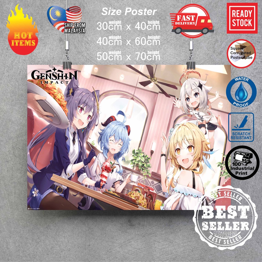 (Ready Stock) Genshin Impact poster Sticker Room decoration animation ...