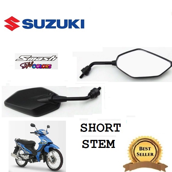 SUZUKI SMASH SIDE MIRROR Motorcycle DAHON type SHORT STEM (black) WITH ...