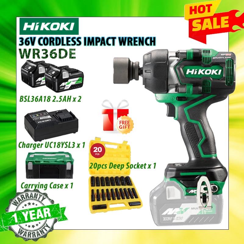 HIKOKI 36V WR36DE CORDLESS IMPACT WRENCH 1/2'' MID TORQUE IMPACT WRENCH | Shopee Malaysia