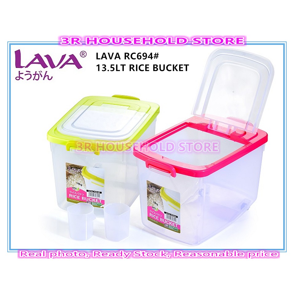 LAVA Rice Bucket with Measuring Scoop / Rice Dispenser / Bekas Beras 12 ...