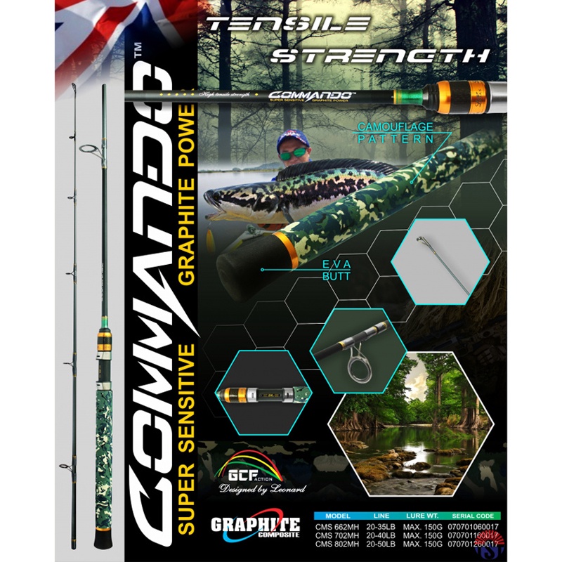 KFT Lemax Commando Spinning Fishing Rod Joran Pancing Kolam | Shopee ...