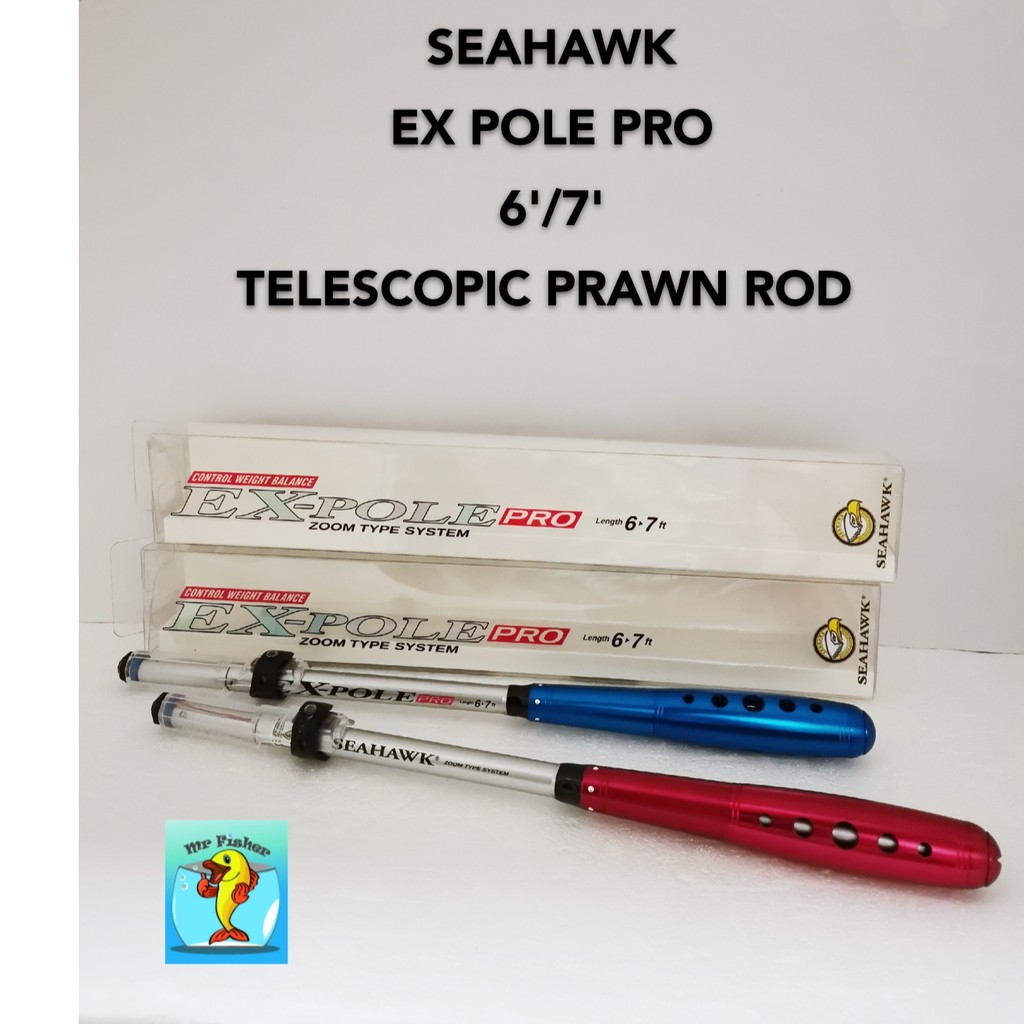 FISHER SEAHAWK EX POLE PRO 6'/7' TELESCOPIC PRAWN ROD UDANG | Shopee ...