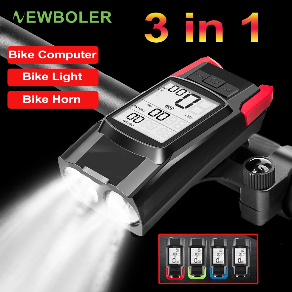 NEWBOLER Bicycle Speedometer with LED Bike Light and Horn,USB ...