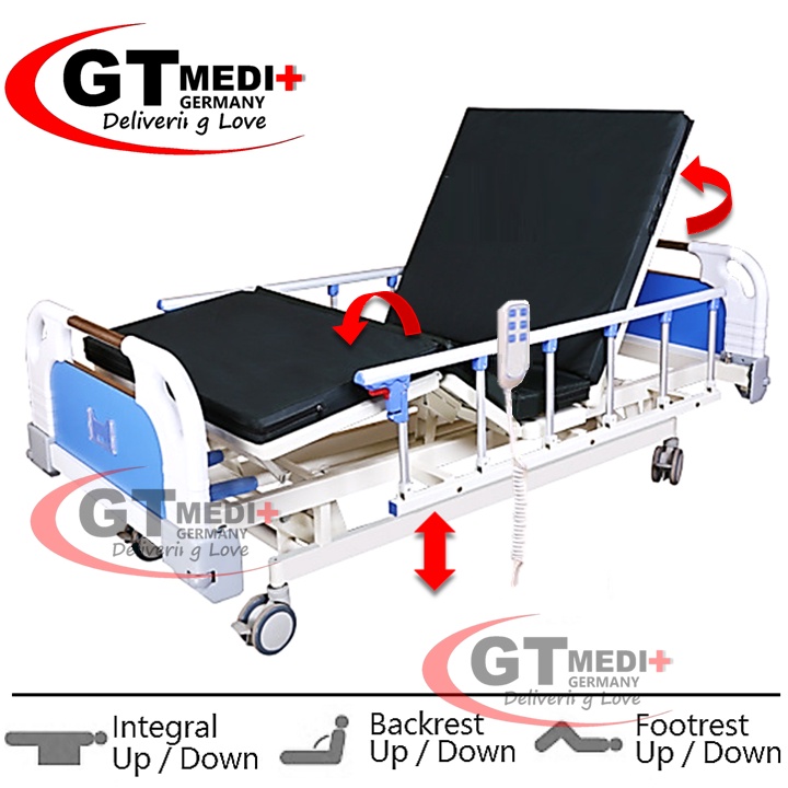 ELT3F GT MEDIT GERMANY Remote Control Double Crank Turn Medical Electric Hospital Nursing Bed ...