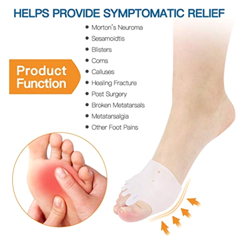 Silicone Gel Bent Toe 5 Toes Separator Metatarsal Pad Forefoot Support ...