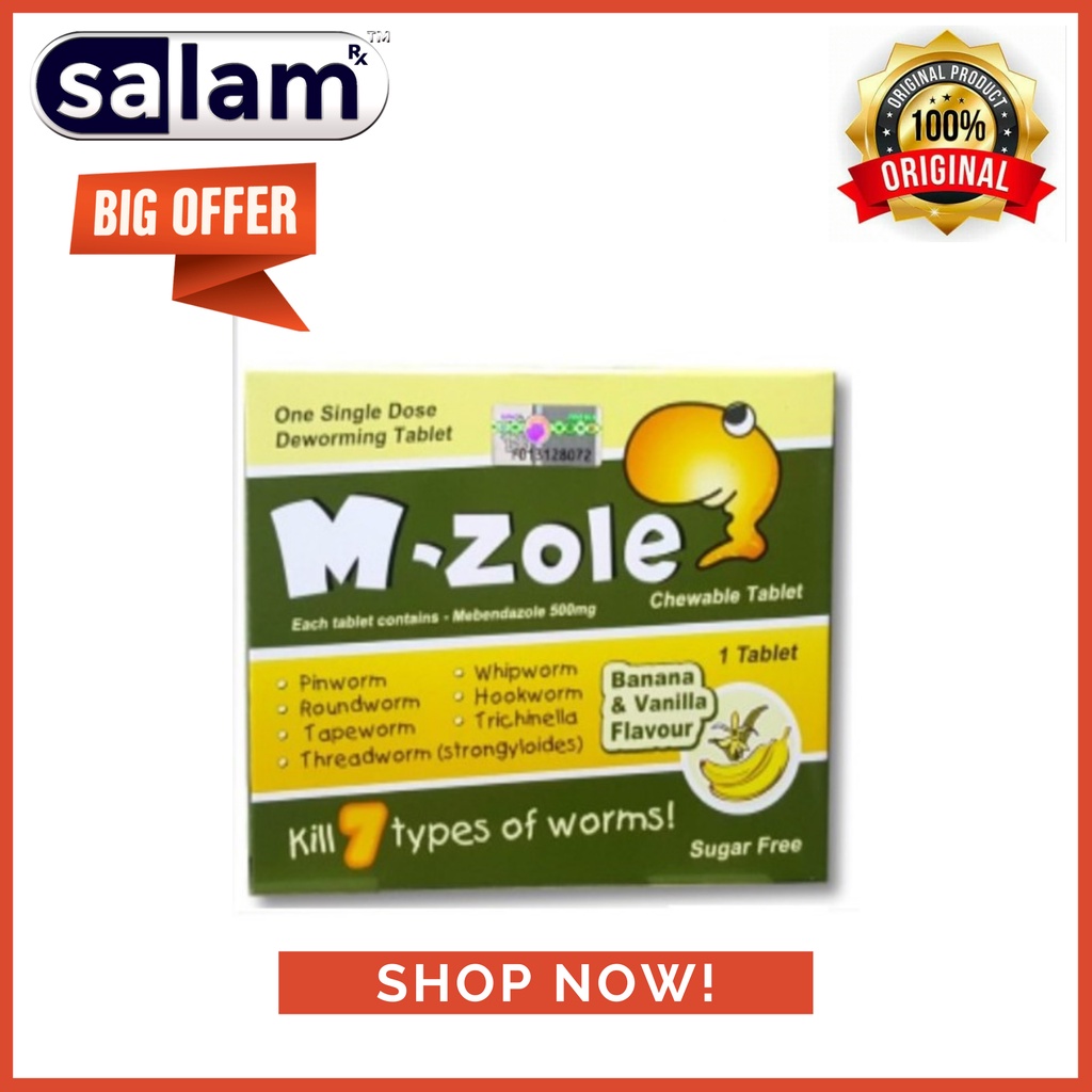 M ZOLE SUSPENSION 500MG 10ML [EXP:01/2025]/ CHEWABLE TABLET 1'S VANILLA ...
