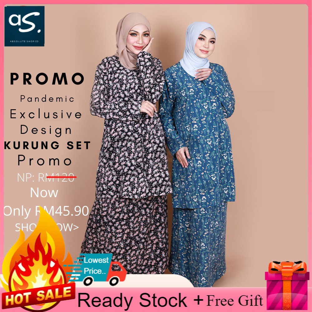 Baju Kurung Corak Bunga Kecil Plus Size 44-48 Soft Fully Printed Baju ...