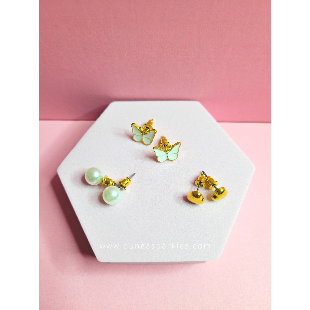 Bunga Sparkles Set of 3 Tinky Stud Earrings | Shopee Malaysia