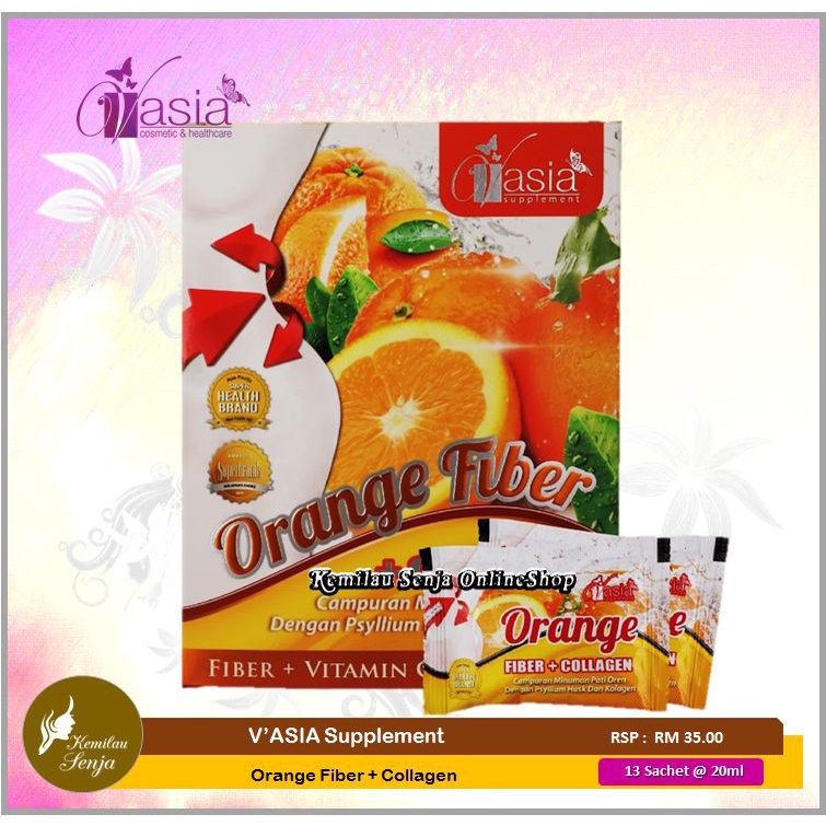 V'ASIA ( VASIA) Supplement Orange Fiber + Collagen (13 Sachets x 20ml ...
