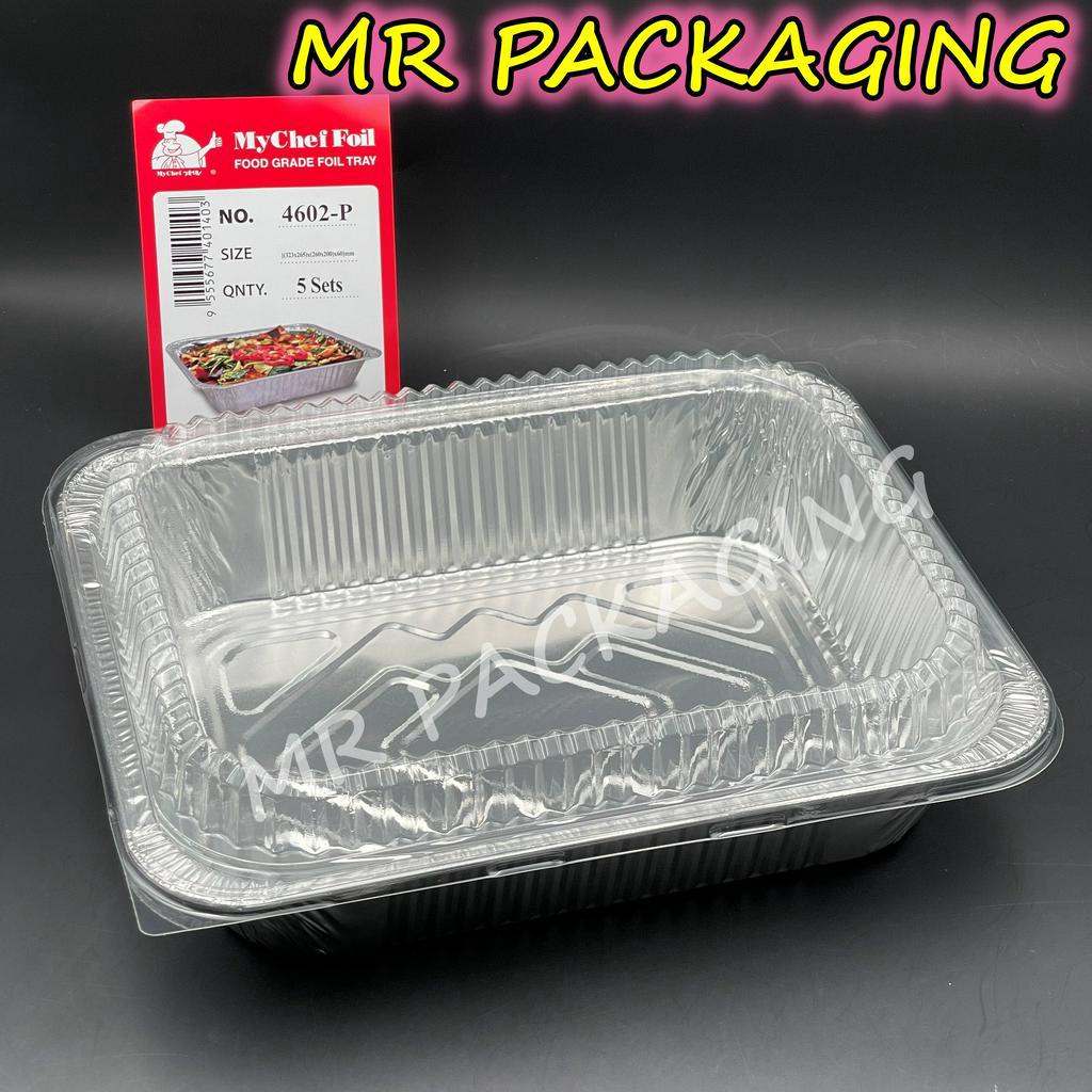 4602-P Aluminium Foil Tray & Clear Lid [ 5sets ± ] Rectangle ...
