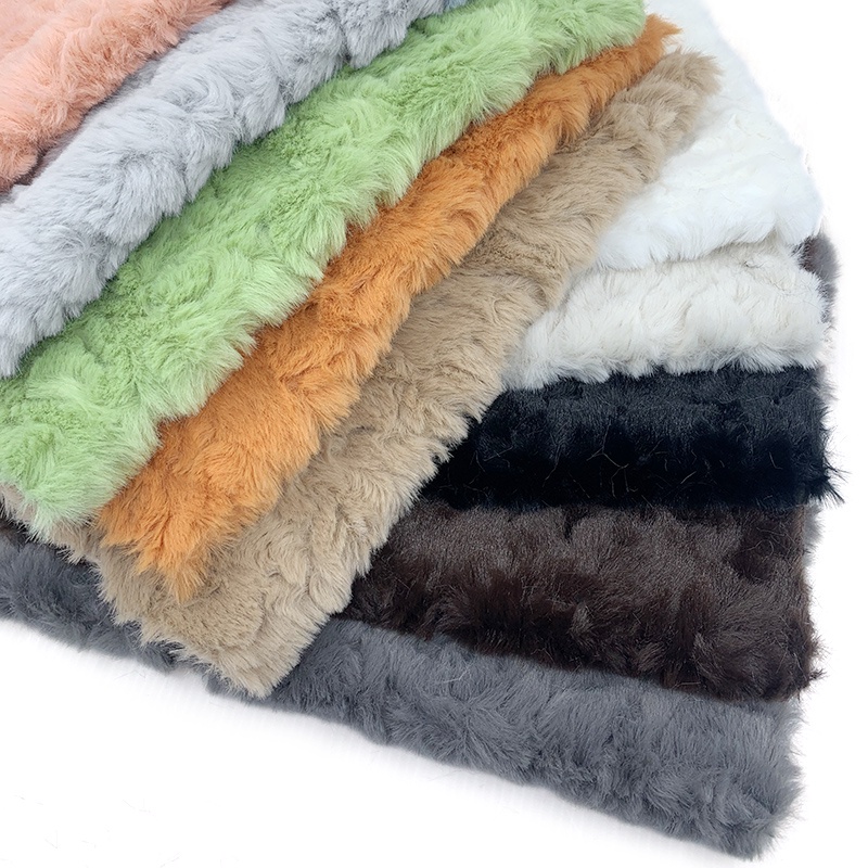 Embossed Microfiber 100% Polyester Fabric Rabbit Faux Fur Fleece Fabric ...