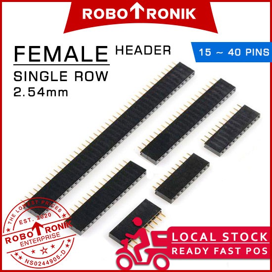 Female Header [15 ~ 40 pins] 0.1″ (2.54 mm) - Single Row | Shopee Malaysia
