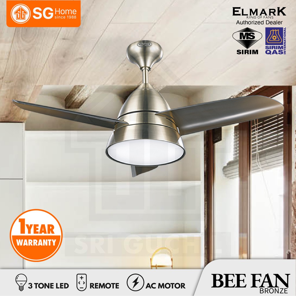 [READY STOCK] Elmark Bee Fan 36" (Gold AB) Remote Ceiling Fan With 3 ...