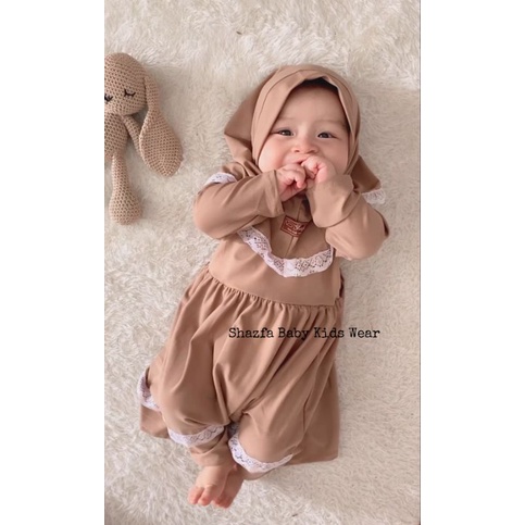 Newborn baby robe - 2 years / Girls' robe with free hijab / Malika robe ...