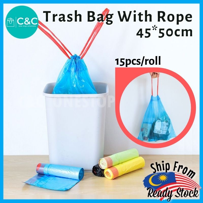 *Ready Stock* C&C Garbage Bag Trash Bag with Rope/ Drawstring Garbage ...