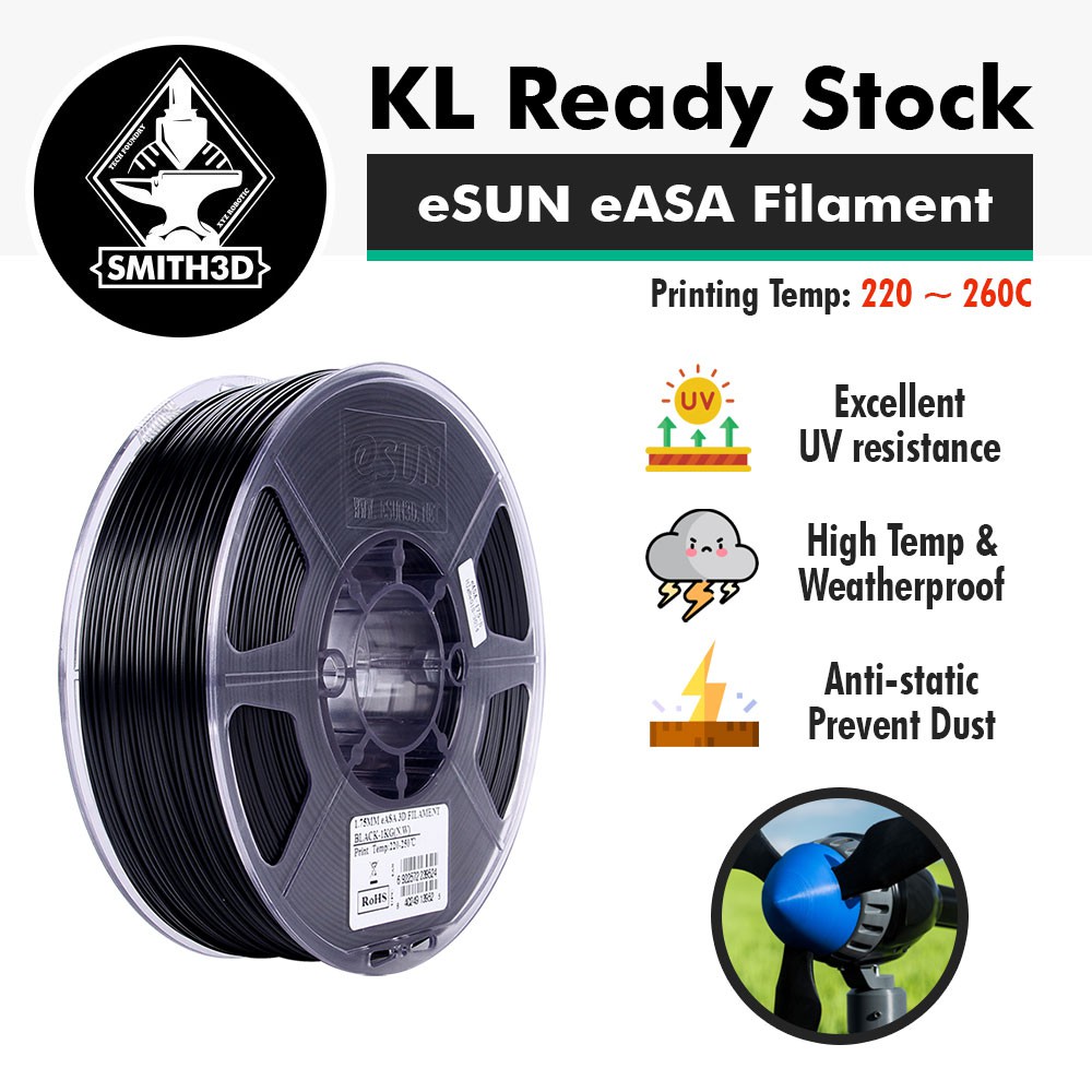 eSUN eASA ASA Filament 1KG Black 1.75mm for 3D Printer | Shopee Malaysia
