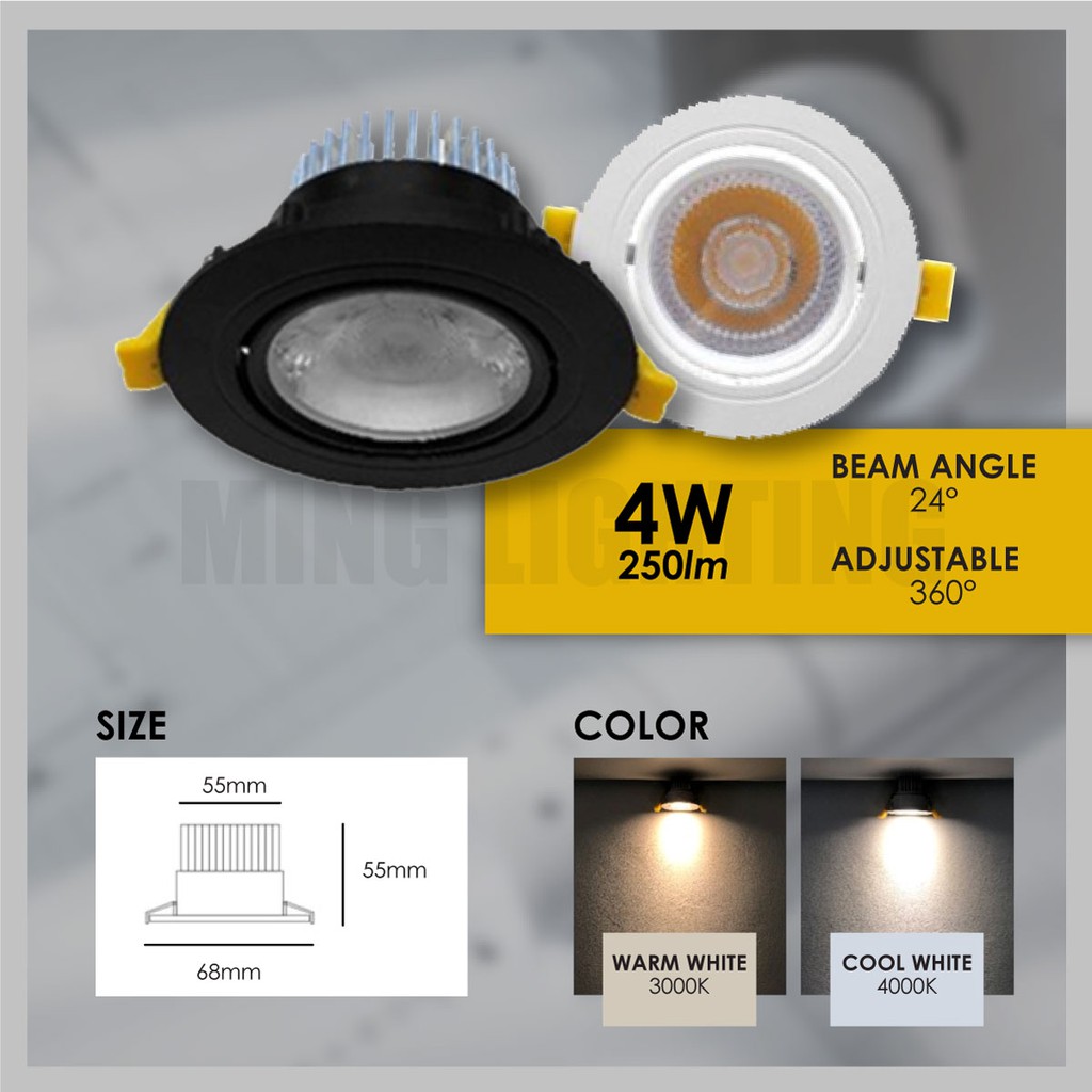 4W 7W 12W 20W LED COB EYEBALL ROUND WHITE BLACK WARM WHITE 3000K COOL ...