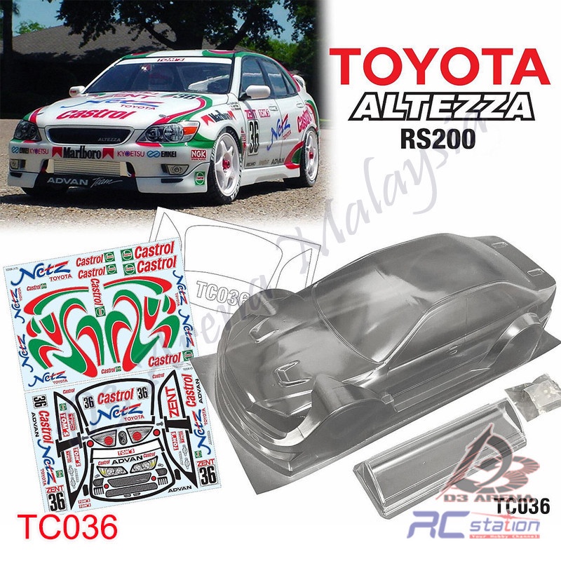 Team C Body Shell 1/10 Clear Body TC036 Toyota Altezza RS200 (Width ...