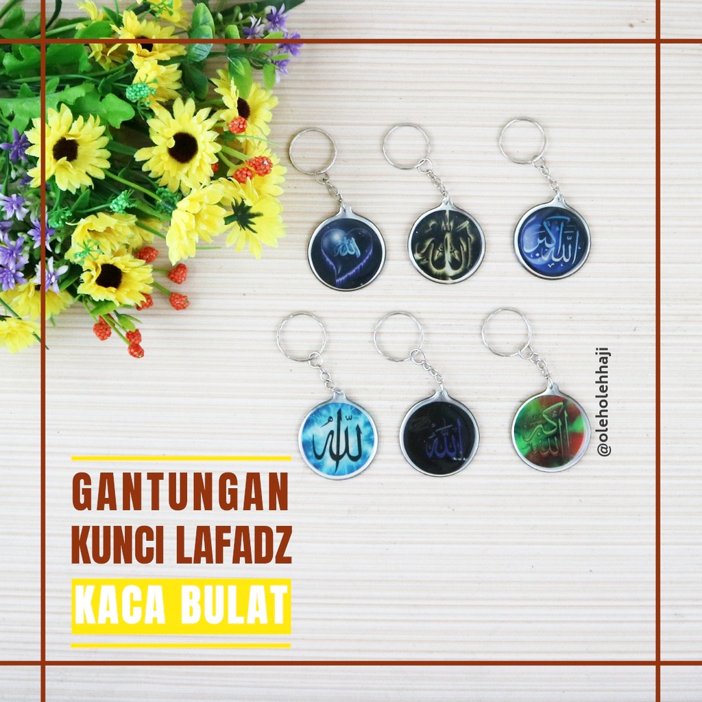 GANTUNGAN Round Glass Keychain with Allah Words, Hajj and Umrah ...