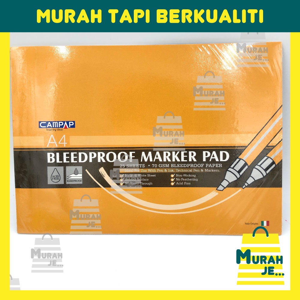 Campap Arto Bleedproof Marker Pad A4 70gsm 25 Sheets Drawing Paper ...