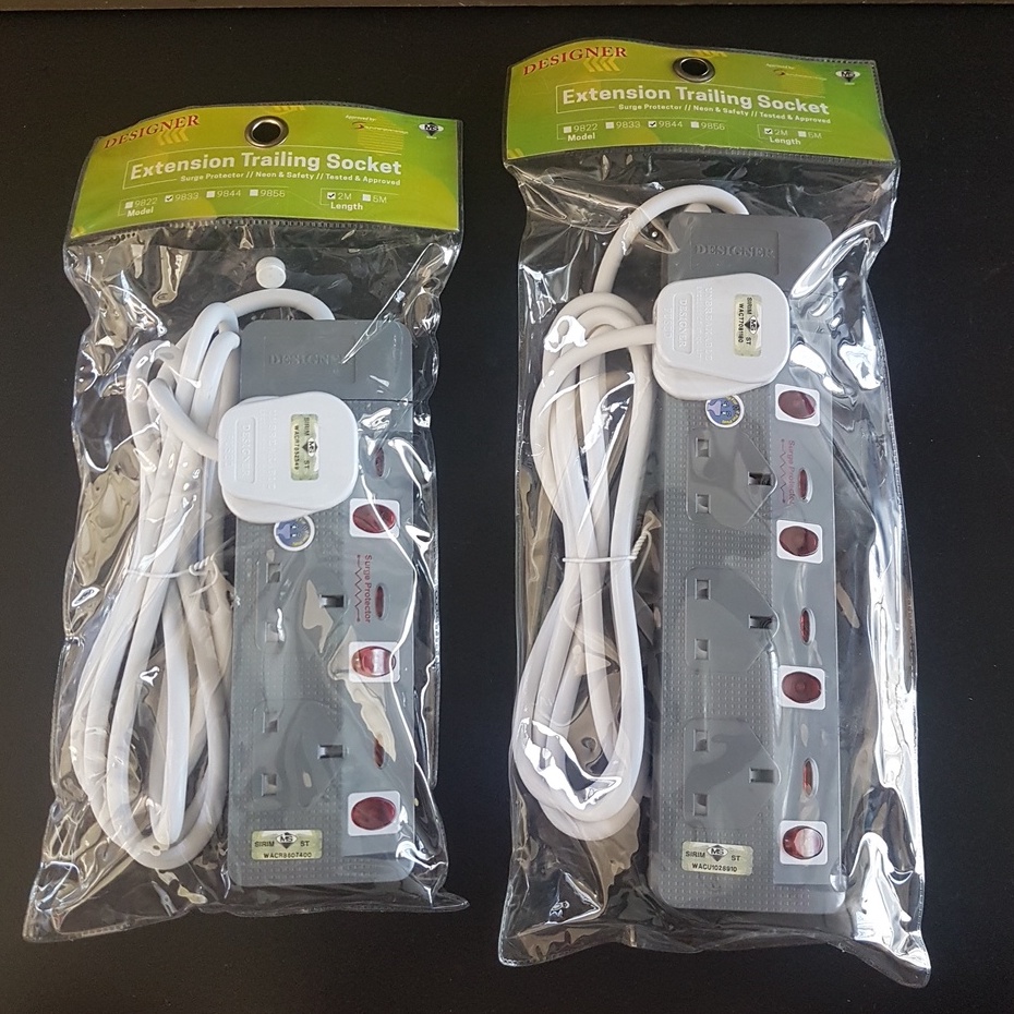 3, 4 Way Trailing Socket Extension Plug Soket Penyambung Wayar Plug ...