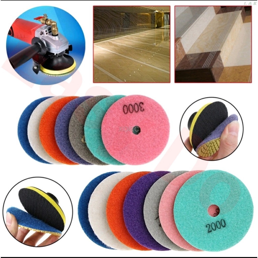 3&4 inch Sanding Grinding Disc Wet Diamond Polishing Pads Tile Marble ...