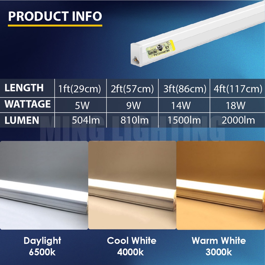 (Sirim) Premium LED T5 Tube Light Complete Set Drop Curve Ceiling Light Lampu Plaster Siling ...