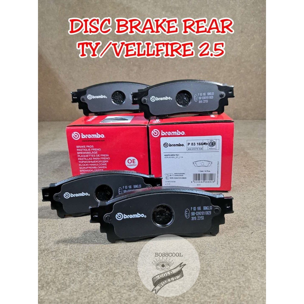 BREMBO ORIGINAL TOYOTA VELLFIRE 2.5 ANH20/GGH 20 DISC BRAKE PAD (REAR ...