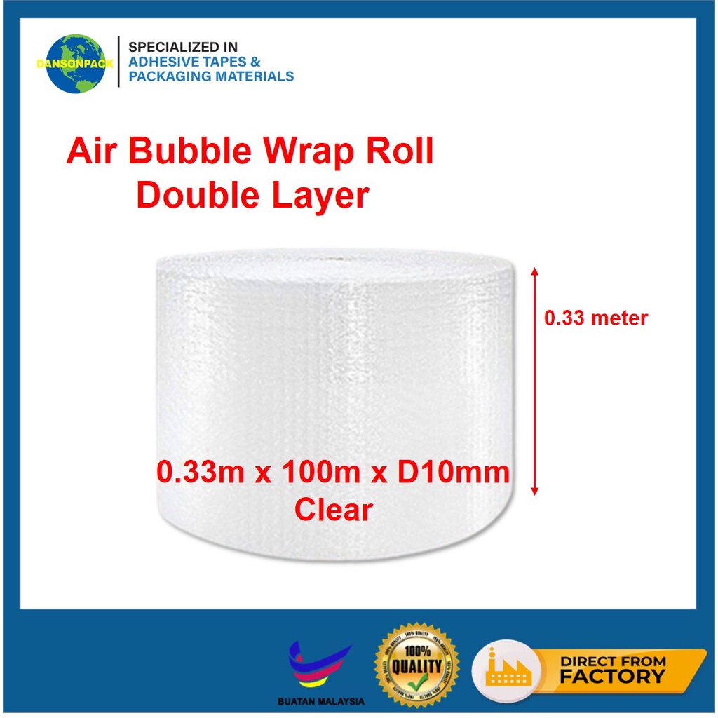 AIR BUBBLE WRAP ROLL [Double Layer] (Clear) (W)0.33m x (L)100m x (D)10mm - High Quality *READY ...