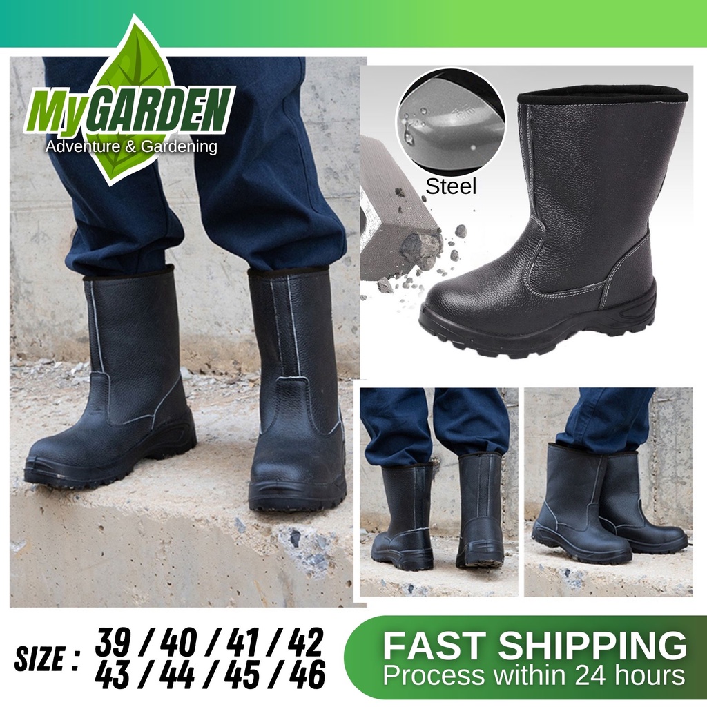 High Cut Safety Boot Shoe Steel Toe Cap Mid Sole High Ankle Kasut ...