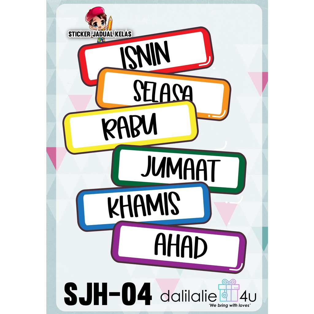 Sticker Harian/Sticker Jadual Kelas/Sticker Jadual Harian/Sticker Buku ...