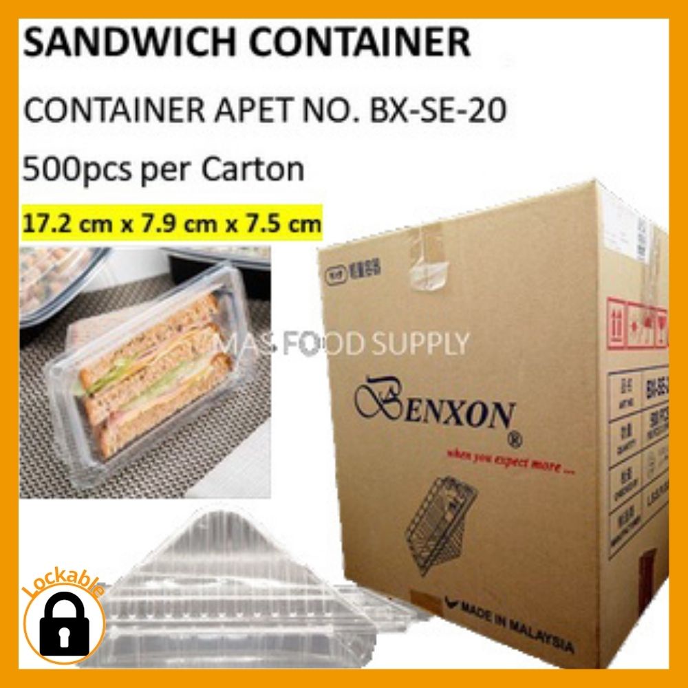 500 pcs Per Carton Container Apet No. BX-SE-20 Sandwich Container ...