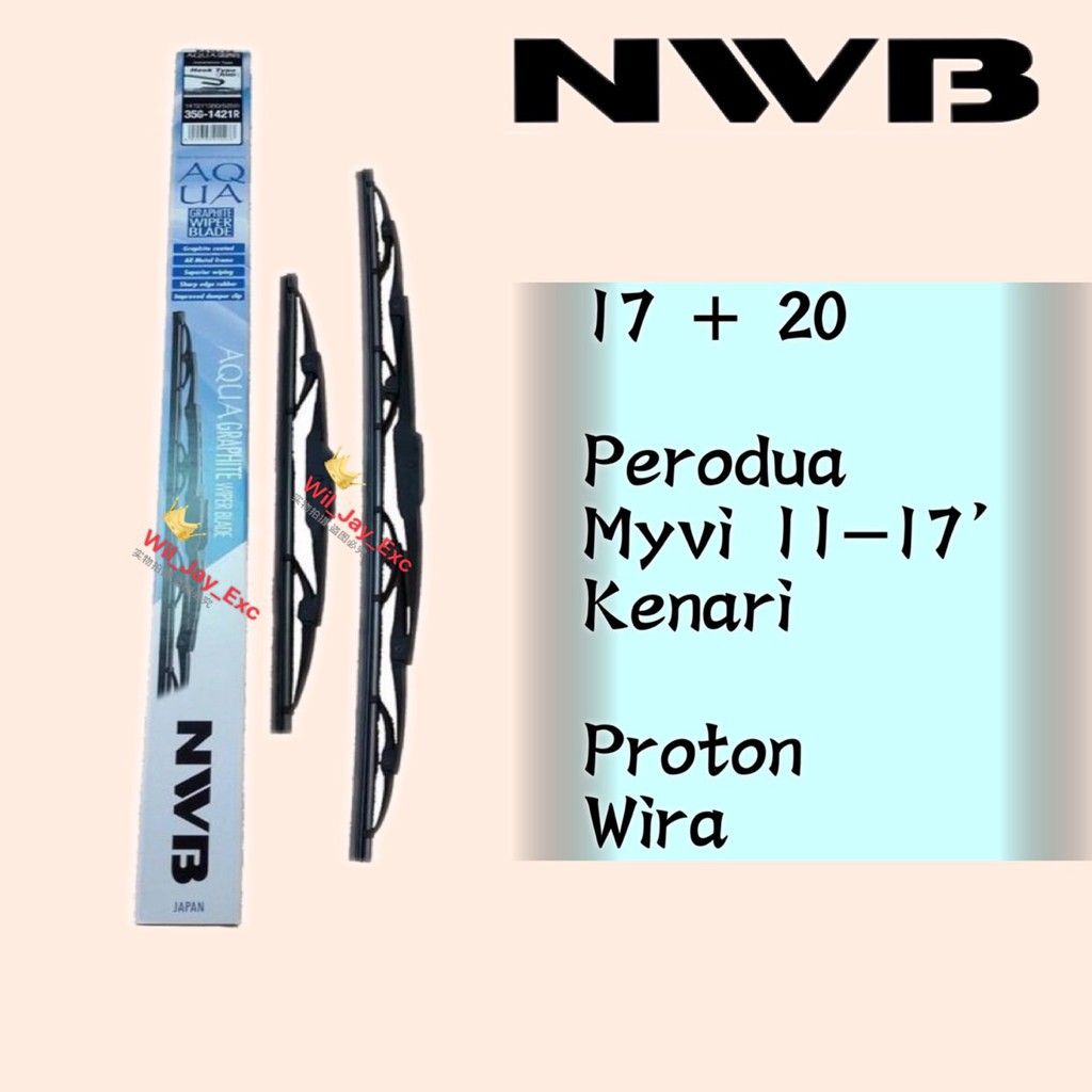 NWB GRAPHITE WIPER 17+20 BLADE AQUA JAPAN (17"+20") (WIRA,KENARI,MYVI) | Shopee Malaysia
