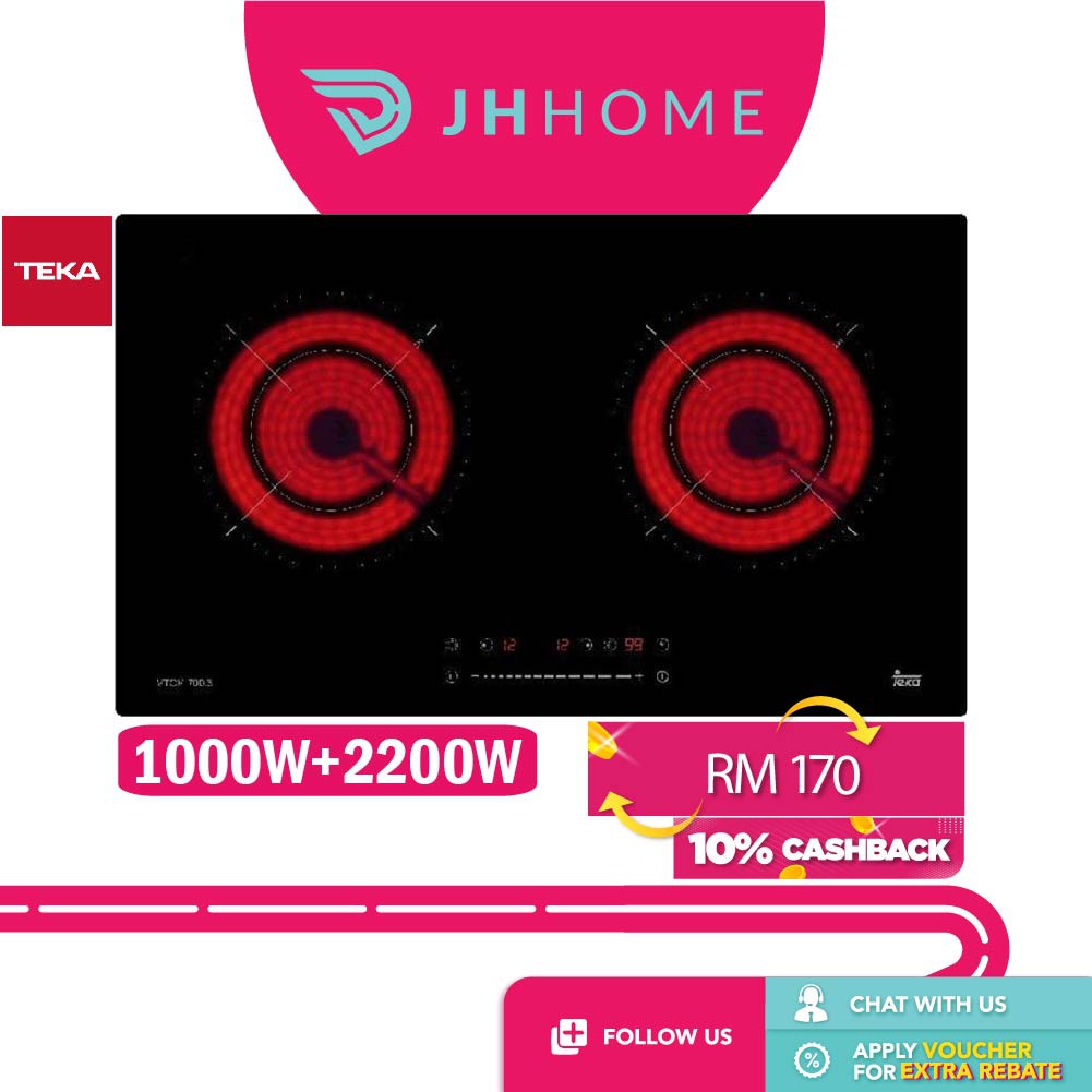 Teka Built In Ceramic Hob VTCM700.3 2-Cooking Zones Slider Control ...