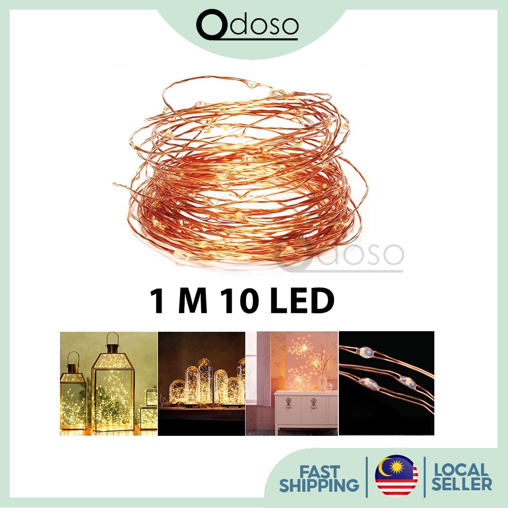 Fairy String Lights Dalaman Dan Luaran 1M 10 LED Lampu Wayar Tembaga ...