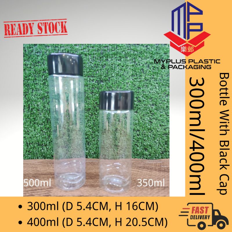 Black Bottle Plastic / Botol Plastik 400ml & 300ml BIG MOUTH🧂🧂 | Shopee ...