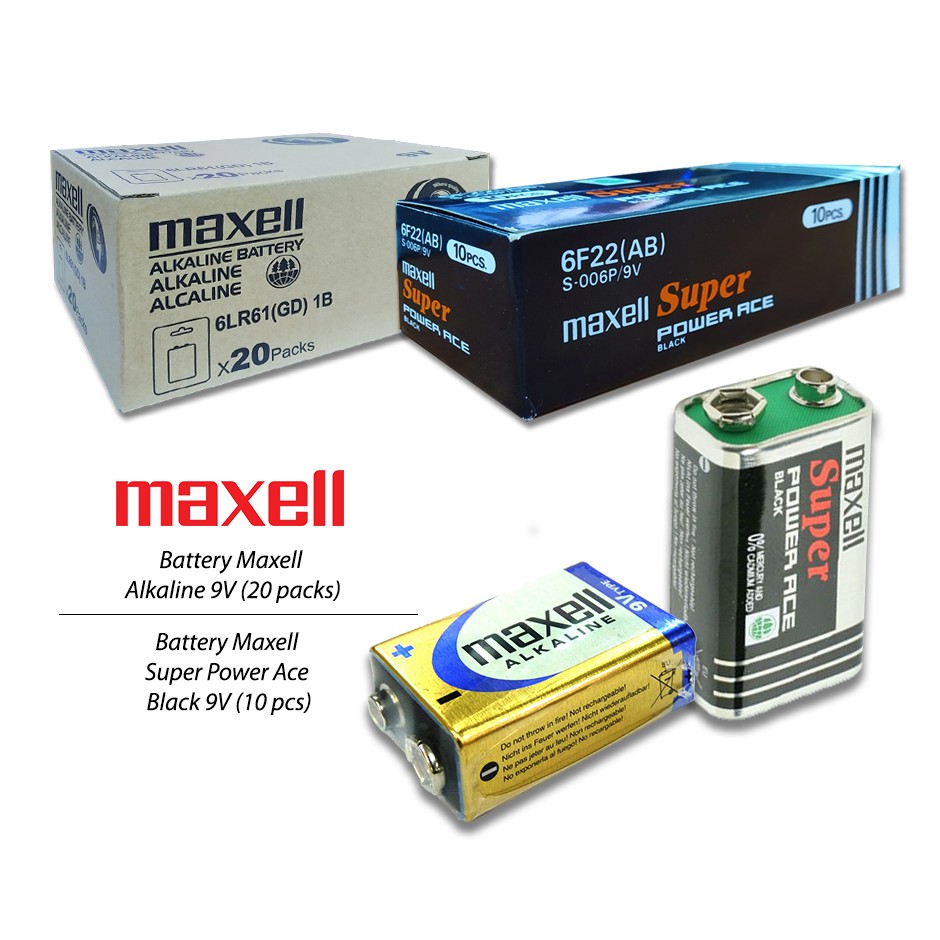 Maxell Super Power Ace 9V [1Box - 10Pcs]/Maxell Alkaline 9V Battery ...