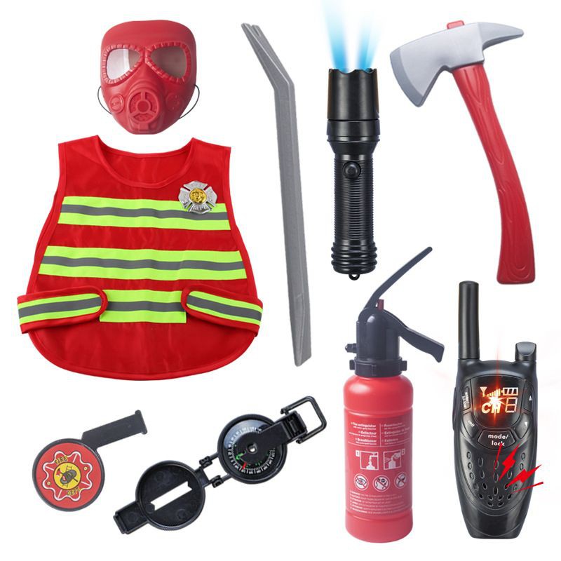 Costume Cosplay Fireman Fire Extinguisher Compass Torchlight Walkie ...