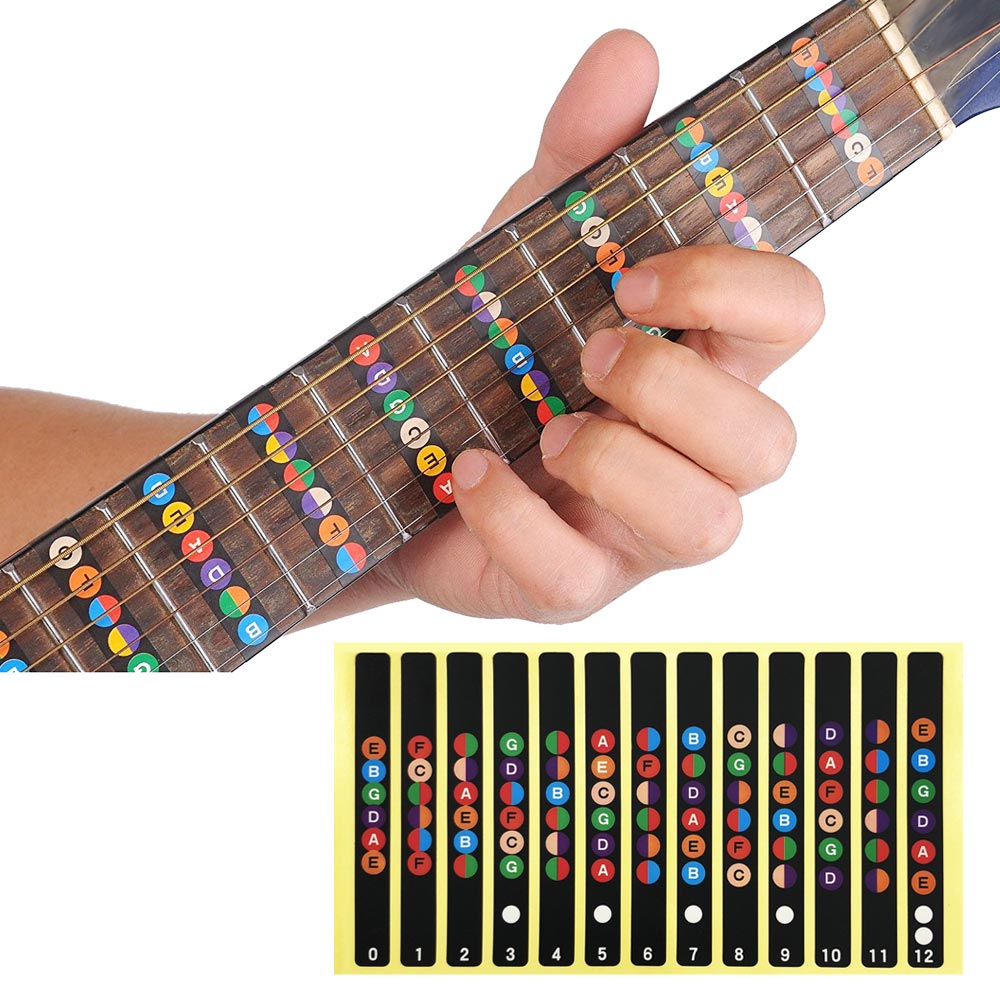 Guitar Sticker Acoustic Electric Fingerboard Notes Map 6 String Labels ...