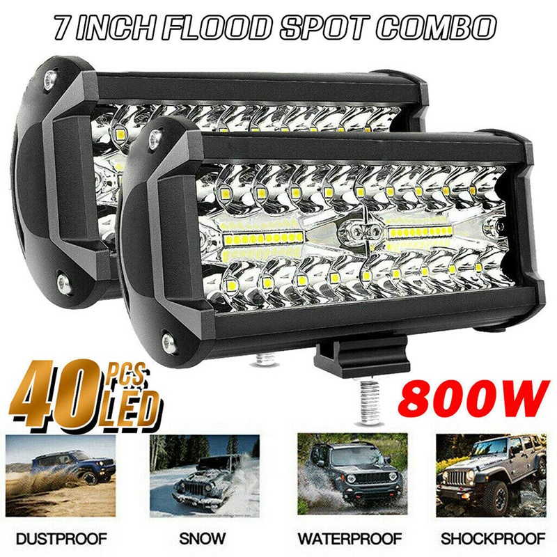 7Inch 120W LED Work Light Bar Flood Spot Combo Offroad SUV Fog Lamp ...