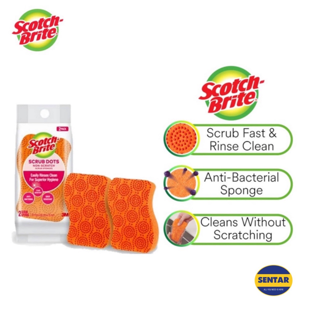 3M Scotch Brite Orange Scrub Dots Non Scratch Scrub Sponge Superior ...
