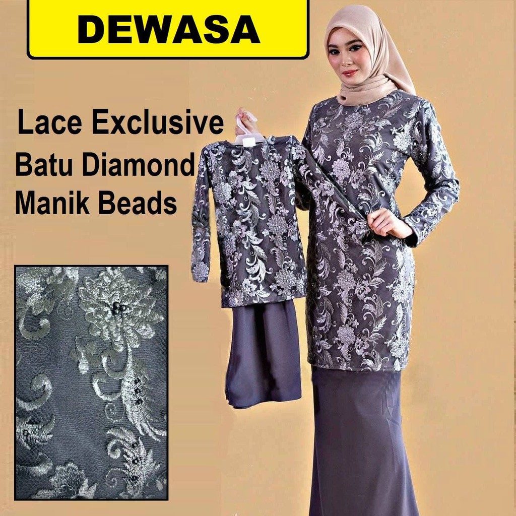 (RAYA 2026) (DEWASA) AMANI KURUNG RENDA EKSKLUSIF BATU BERLIAN BAJU ...