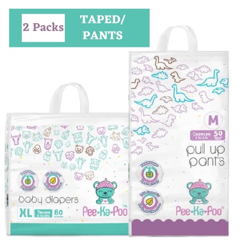 Pee-Ka-Poo Diaper [4 or 8 Packs x 80 Pcs Taped Diapers / 50 Pcs Pull Up ...