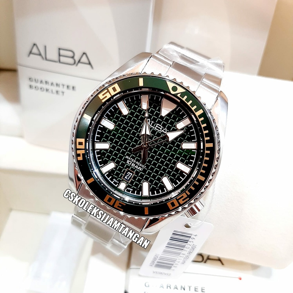 Alba Men Watches AS9N95X1 AS9N95 SILVER GREEN ORIGINAL Guarantee ...