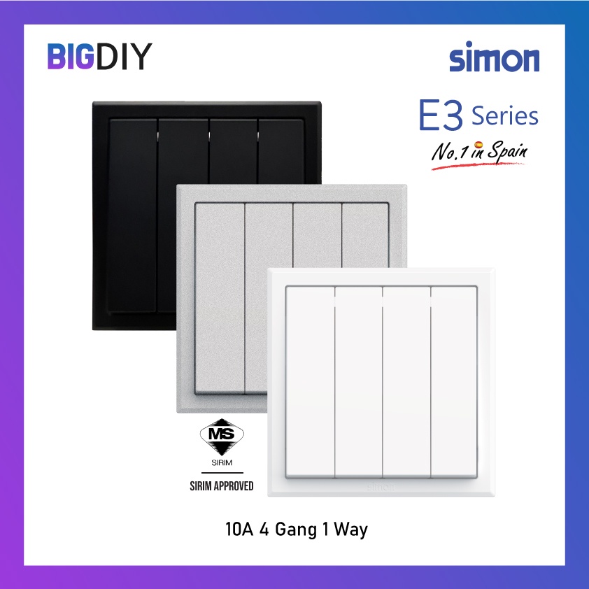 🔥SIRIM🔥Ready Stock🔥SIMON Switch E3 White/Silver/Black Switches & Socket Suis Lampu Rumah ...